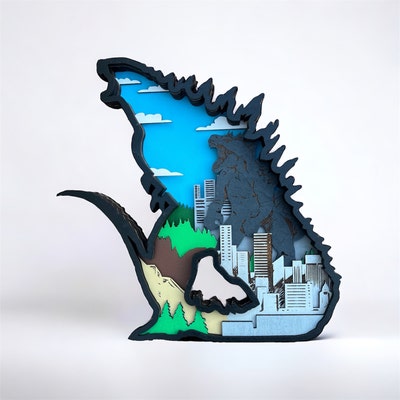 Bigfoot VS Godzilla, Laser Cut Files Art Piece for Glowforge Multi ...