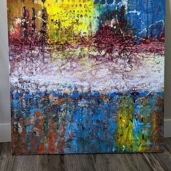 Art Painting on Canvas ORIGINAL ABSTRACT PAINTING on Canvas Orange ...