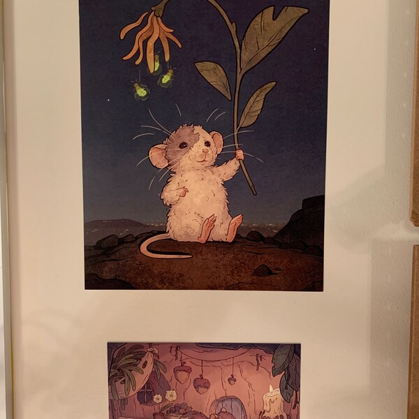 Nighttime Baby Rat- Whimsical Art Print - Etsy