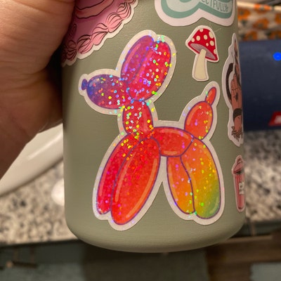 Rainbow Glitter Balloon Dog Sticker, Holographic Glitter Balloon Dog ...