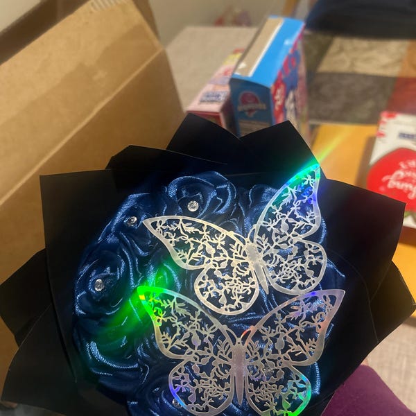 Pink Glitter Eternal Ribbon Rose Bouquet 12 Count| Pink Glitter Eternal ...