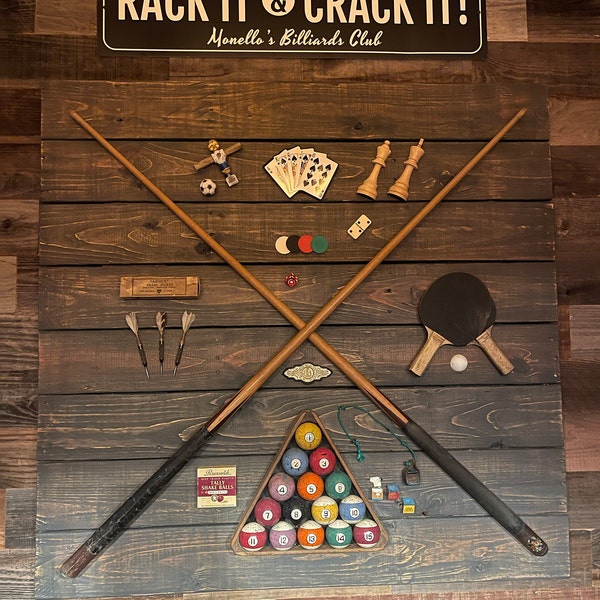 Rack It & Crack It Sign, Personalized Billiards Club Name Sign, Metal ...