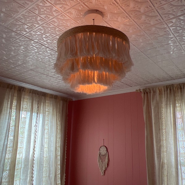 Boho Light Fixture, Fringe Chandelier, Bedroom Pendant Light, Boho ...
