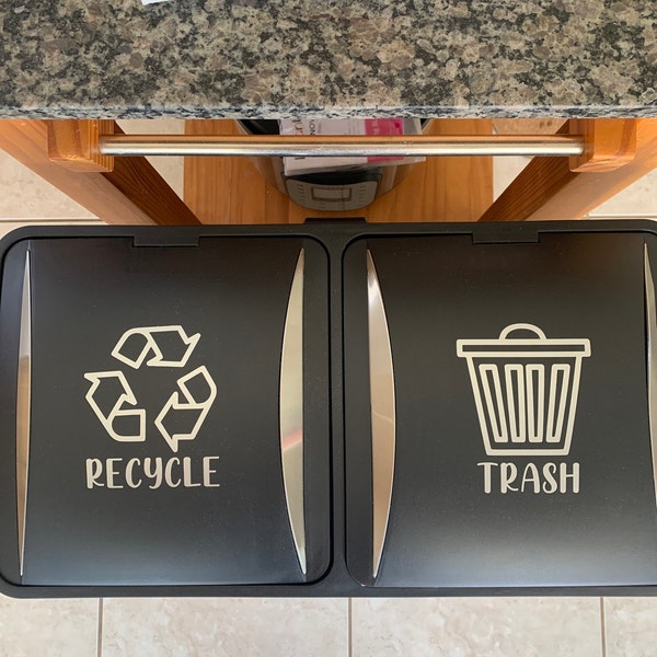 4" Trash and Recycle Stickers // 4" Custom // Label Trash Can - Trash ...