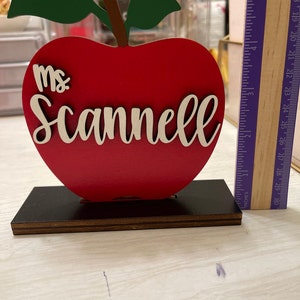 Personalized Apple Name Plate Teacher Name Plate Back to - Etsy