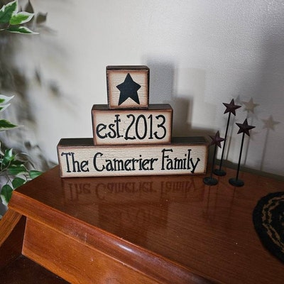 Primitive Personalized Wooden Stacking Block Set Rustic Shelf Sitter - Etsy