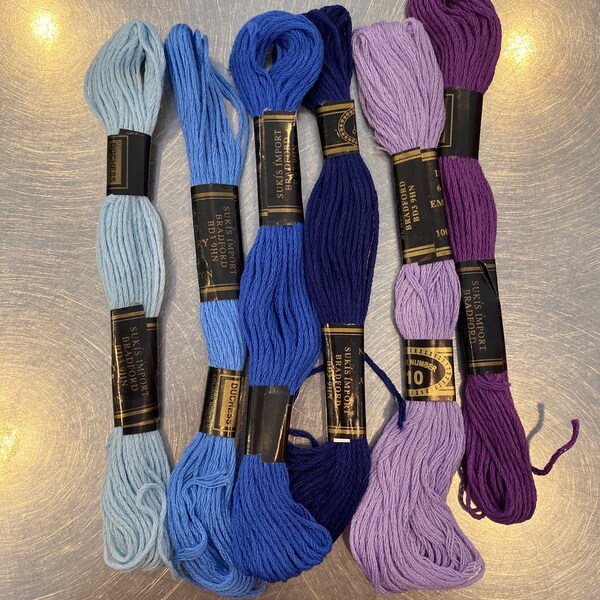 Purple Embroidery Threads, Pack of 6, Cotton Thread, Embroidery Floss ...