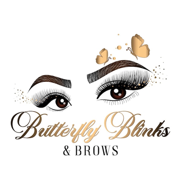 Lash Custom Logo Design, Lash Butterfly Logo, Eye Gold Lashes Beauty ...
