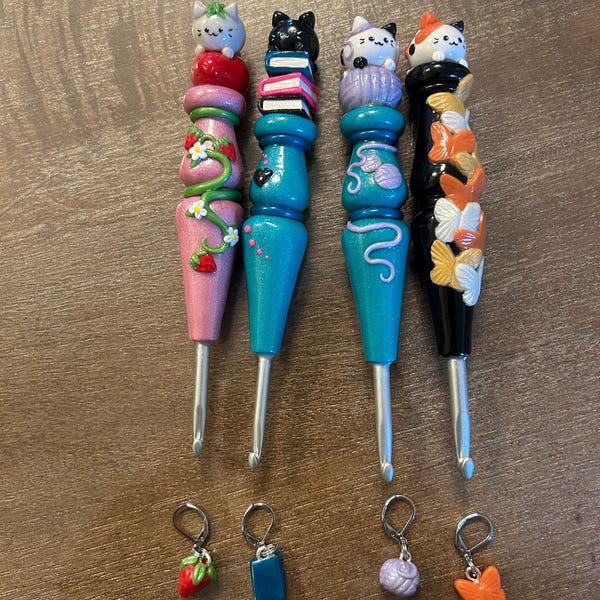 Cat and Butterflies Inspired Ergonomic Crochet Hook - Etsy