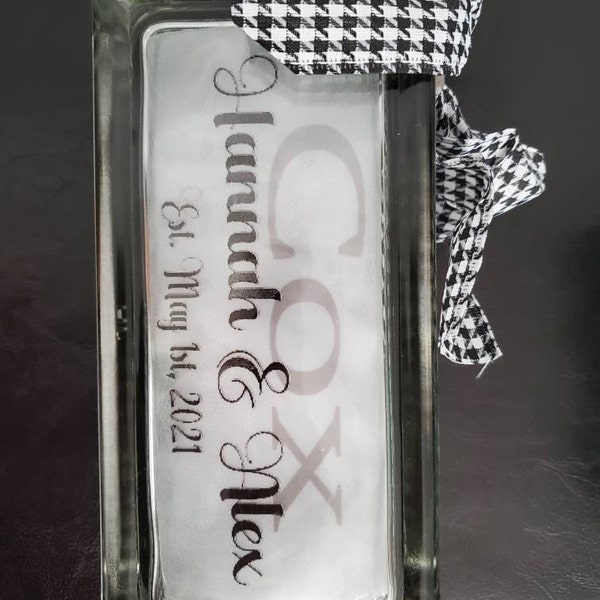 Monogram Alphabet Lighted Glass Block, Personalized House-warming Gift ...