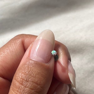 18G 2-4mm Tragus Clear CZ Stone Threadless 6mm-8mm White Opal Push Pin ...