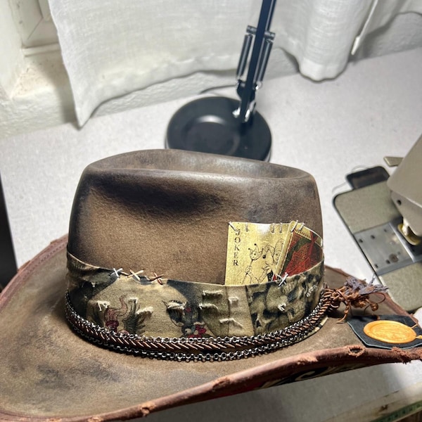 Vintage Rare Custom Open Crown Hat,high Bowler Western Cowboy ...