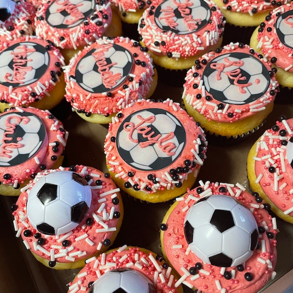 2.5" Soccer Ball Printable Cupcake Toppers Sports Theme Birthday Party ...
