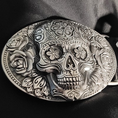 Skull Belt Buckle Human Skull Solid Silver Belt Buckle 925 - Etsy