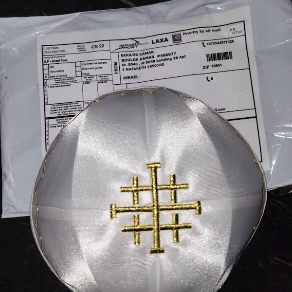 Cardinals Cap Pope Priest Hat Pastor Cross White Gold Jerusalem Holy ...