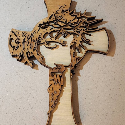 Jesus and Cross Laser Cut File. Vector File for Laser Cutting. Wall Art ...