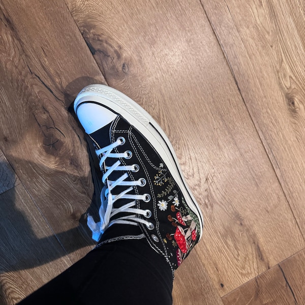 Embroidered Converse Mushroom and Frog, Converse High Tops Chuck Taylor ...