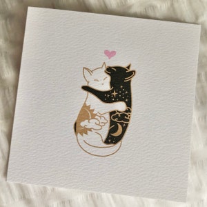 Day & Night Hugging Cats Card Anniversary Card Cat Love Card for Wife ...