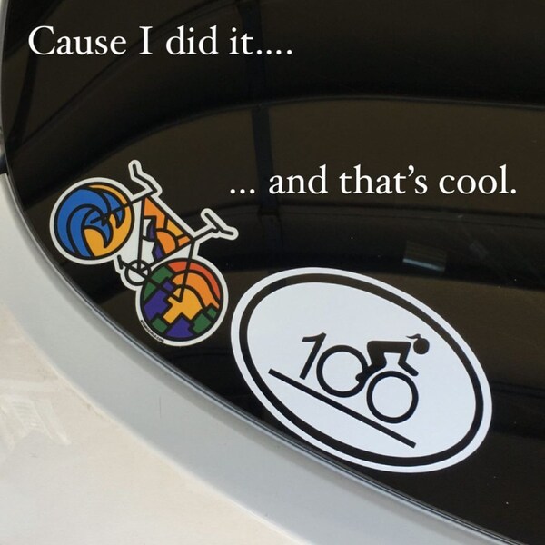 Bicycling Cycling 100 Mile Bike Race Decal Sticker Oval Fitness Club ...