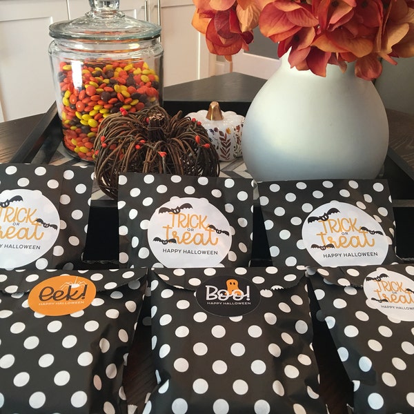 Trick or Treat Bag Stickers, Halloween Labels, Halloween Stickers ...