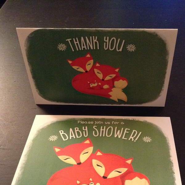 Fox Thank You Card, Fox Theme Thank You Card, Fox Thank You, Digital ...