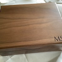 Extra Large Keepsake Box Large Wooden Box Walnut Jewelry Box Monogram Keepsake Box for Male ...