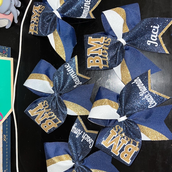 Black and Gold Cheer Bow, Custom Team Squad Bows, Great Sideline School ...