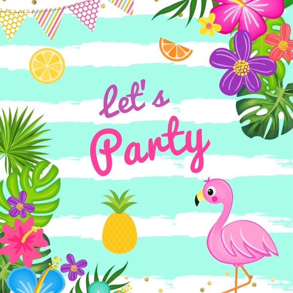 Tropical Fun Clipart, Summer Clipart, Flamingo Clipart, Tropical PNG ...