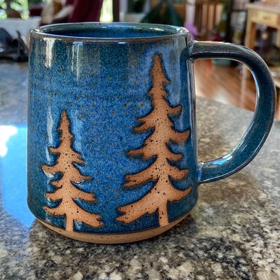 Evergreen Tree Mug Christmas Tree Mug Tree Pottery Christmas Mug ...