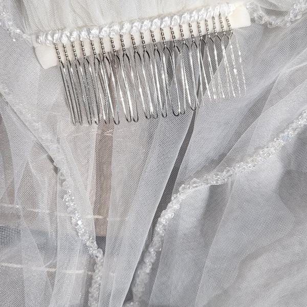 Crystal Edge Veil 2 Tier Wedding Veil Bridal Blusher Veil Glitter ...