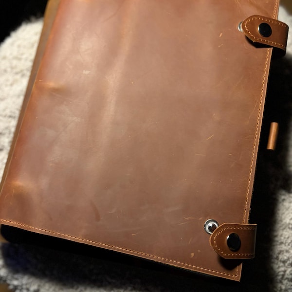 Personalized Leather 3-ring Binder, Leather Portfolio Cover for Office, Custom Leather Organizer ...