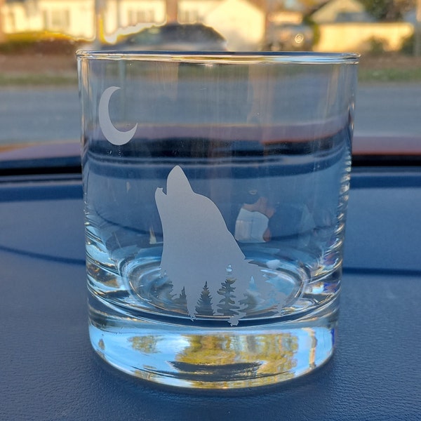 Wolf Whiskey Glass | Wolf Rocks Glass - Wolf Glass - Wolf Gift - Wolf ...