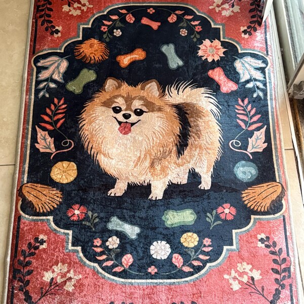 Colorful Fish Rug, Vibrant Striped Fish Design on Navy Background With ...