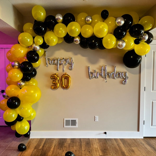 Bumble Bee Balloon Garland Arch Kit Black and Yellow Balloons Superhero ...