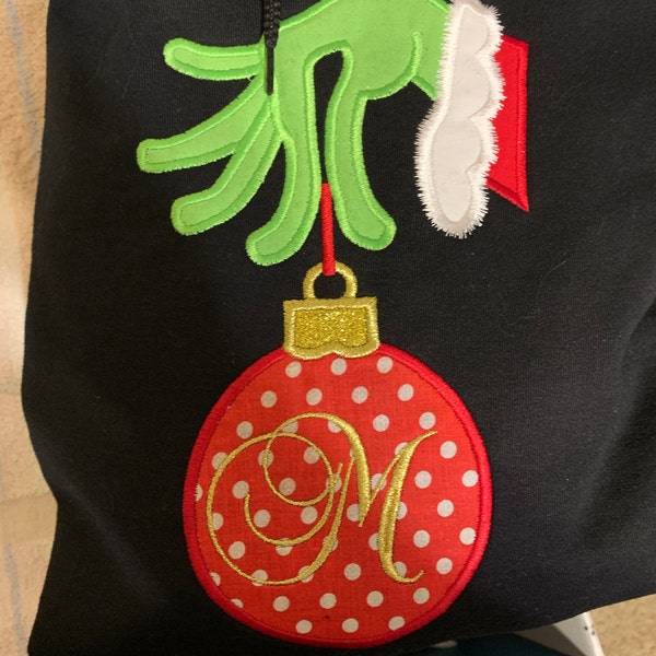 Green Monster Hand Monogram Applique Digital Machine Embroidery Design ...