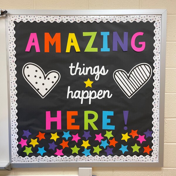 Amazing Things Happen Here | Bulletin Board Cut Out - Etsy
