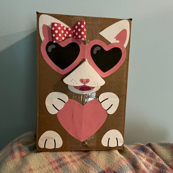 Cat Valentine Bag or Box Printable Decor Kit 3D Snout, Paws, Tail ...