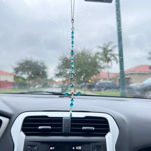 Crystal Cross/guardian Angel Rear View Mirror Dangles/suncatchers, Car ...