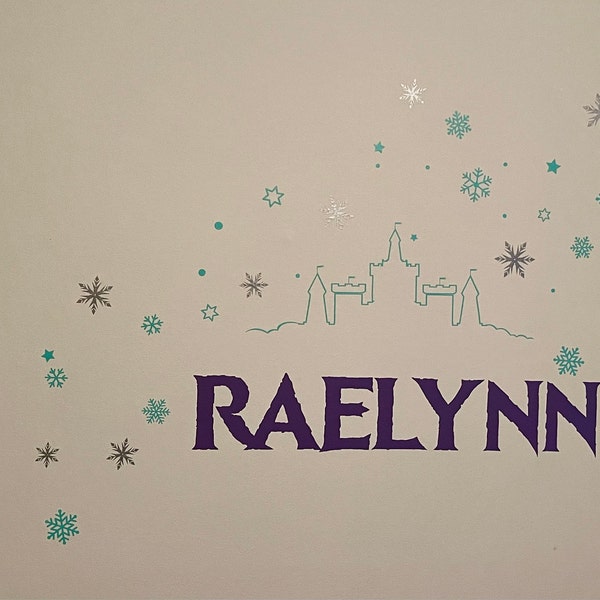 Frozen Snowflakes Decals , Name With Forzen Style Wall Decal, Let It Go ...