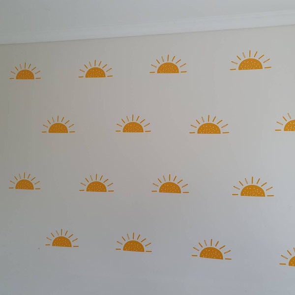 Sun Pattern Wall Decal, Half Sun Style Wall Sticker,nursery Wall ...