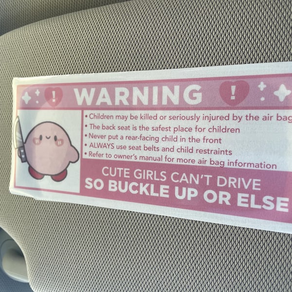 Cute Knife Pastel Warning Sticker | Pink Kawaii Decal, Airbag Label ...