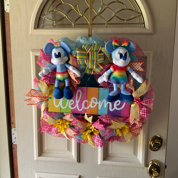 Festive Spring Easter Door Wreath With Colorful Eggs, Flowers & Bunny ...