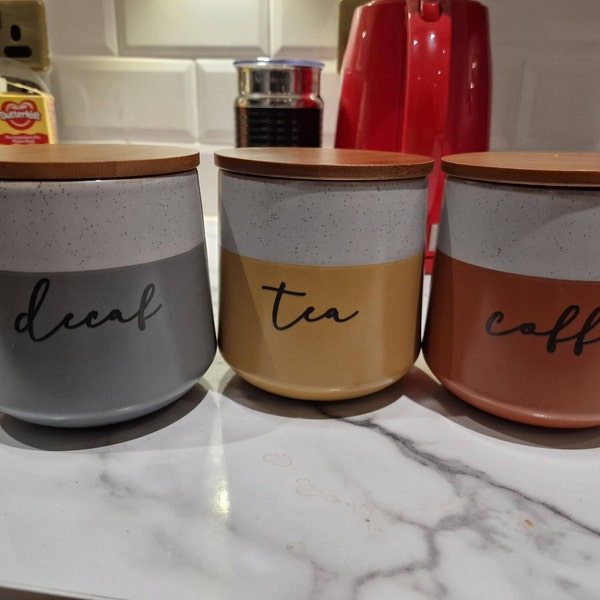 Minimalist Tea Coffee Sugar Decals, Any Word Vinyl Labels, Vinyl ...