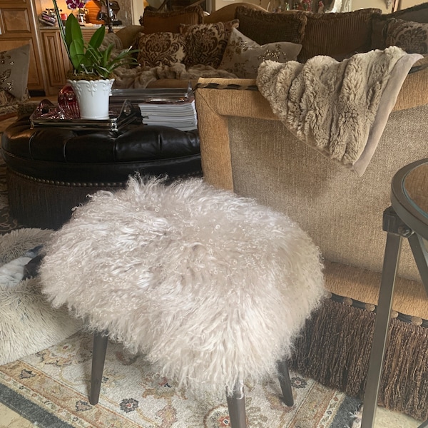 Mongolian Lamb Stool Ottoman - Etsy