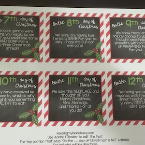 12 Days of Christmas EDITABLE Cards 12 Days of Christmas Gift Tags DIY ...