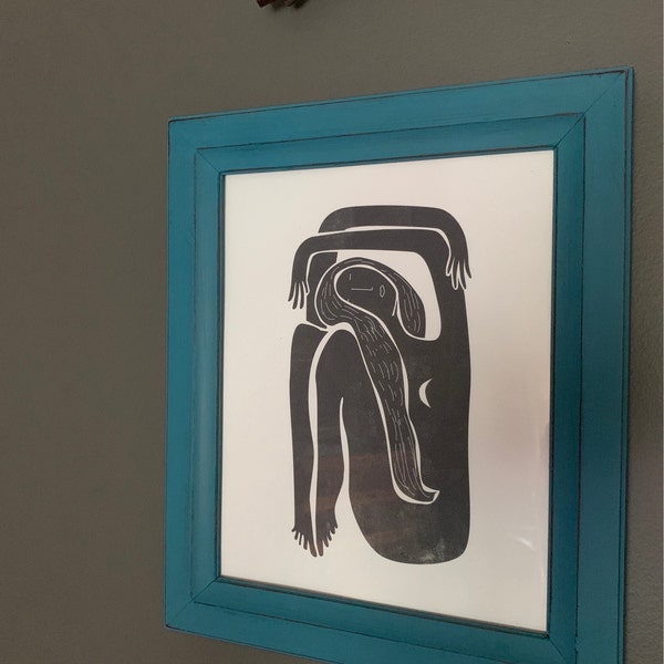 Moon River. Female Nude. Linocut Style Illustration. Download Instantly ...