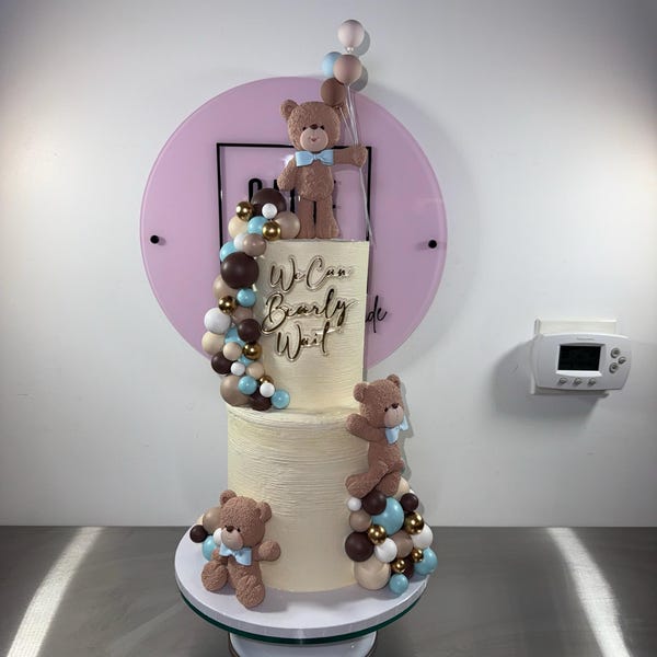 We Can Bearly Wait Acrylic Cake Charm Set Bearly Cake Charm Baby Shower ...
