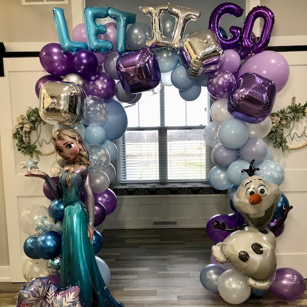 Let It Go Winter Balloon Garland Kit Blue Purple White Silver Snowflake ...