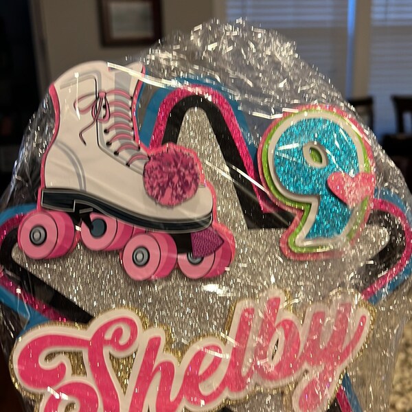 Roller Skate Cake Topper, Patines Cake Topper, 80s Skate Party, Neon ...
