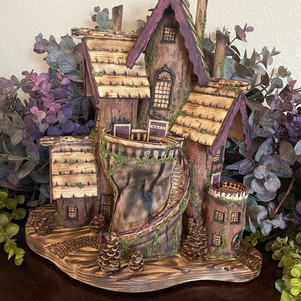 Fairy House Hand Made One of a Kind Made Out of Wood Fairy Garden Gnome ...